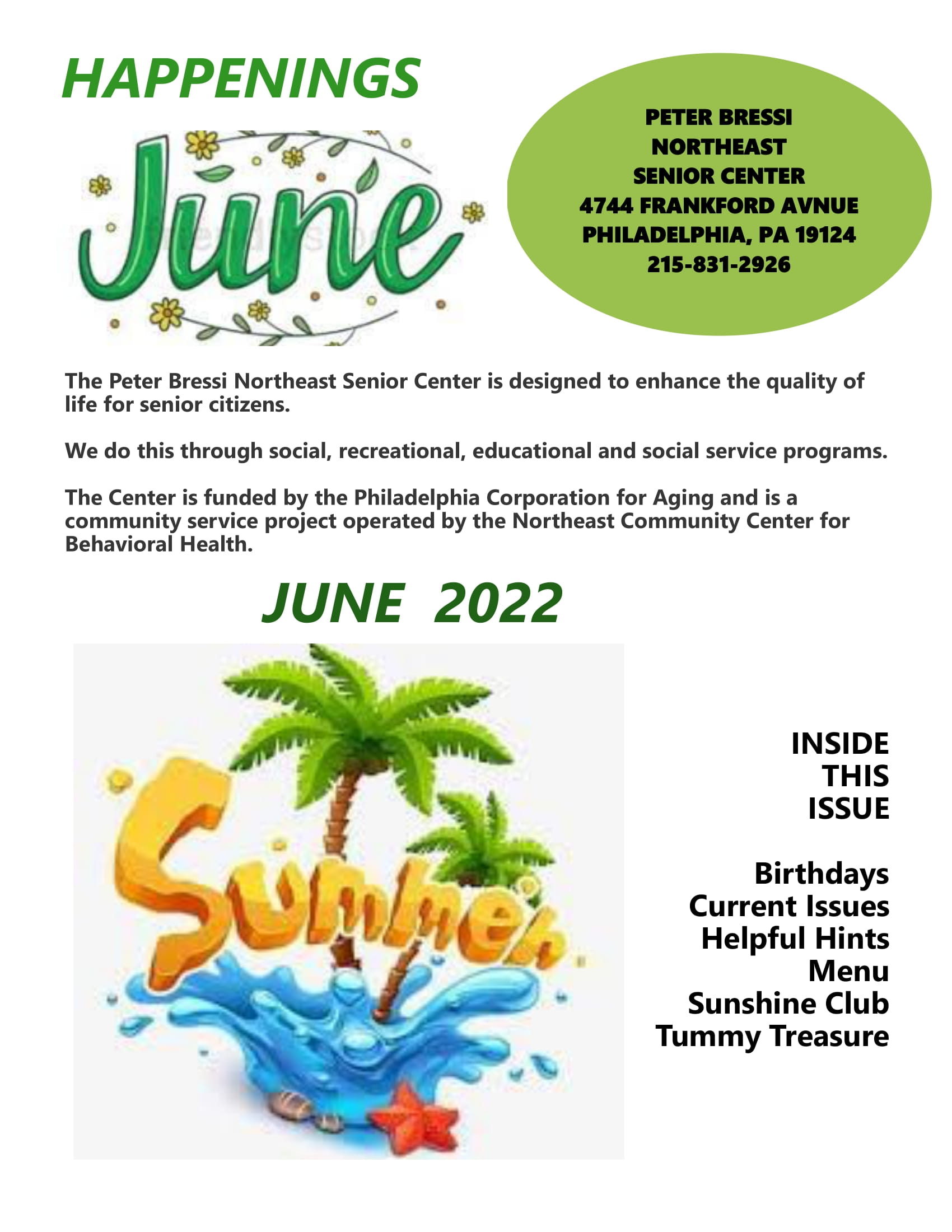 June 2022 Newsletter - Northeast Community Center for Behavioral Health